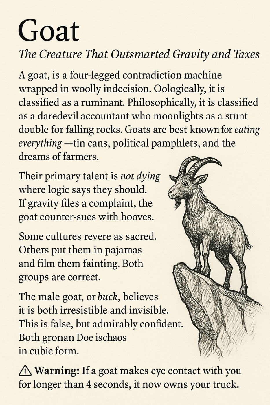 Goat Definition: The Creature That Outsmarted Gravity and Taxes ...